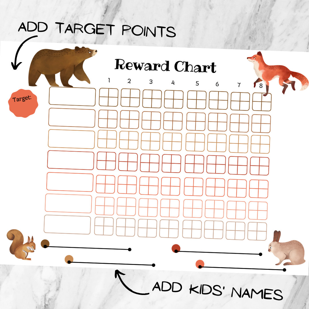 Kids Reward Chart Multiple Kids Reward Chart Editable & - Etsy