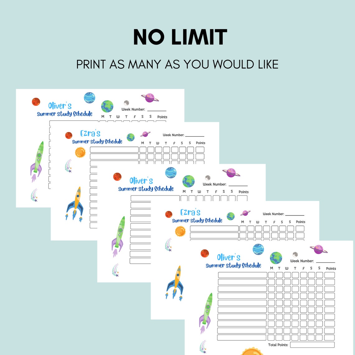 Kids Summer Study Schedule Printable Kids Schedule Daily Learning ...