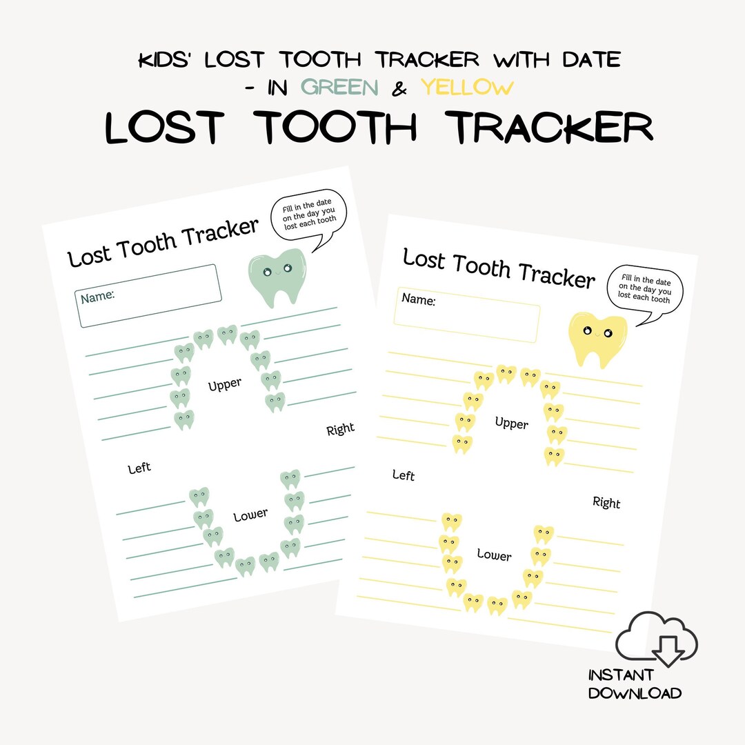 Kids Lost Tooth Tracker in Green & Yellow Children's - Etsy