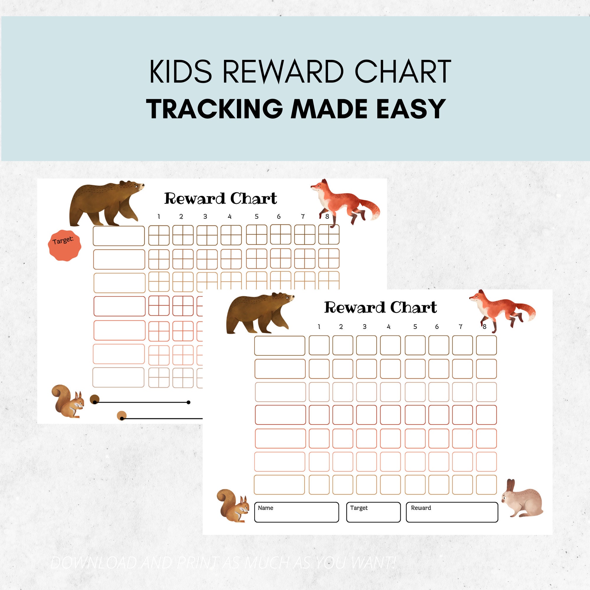 Kids Reward Chart Multiple Kids Reward Chart Editable & Printable ...