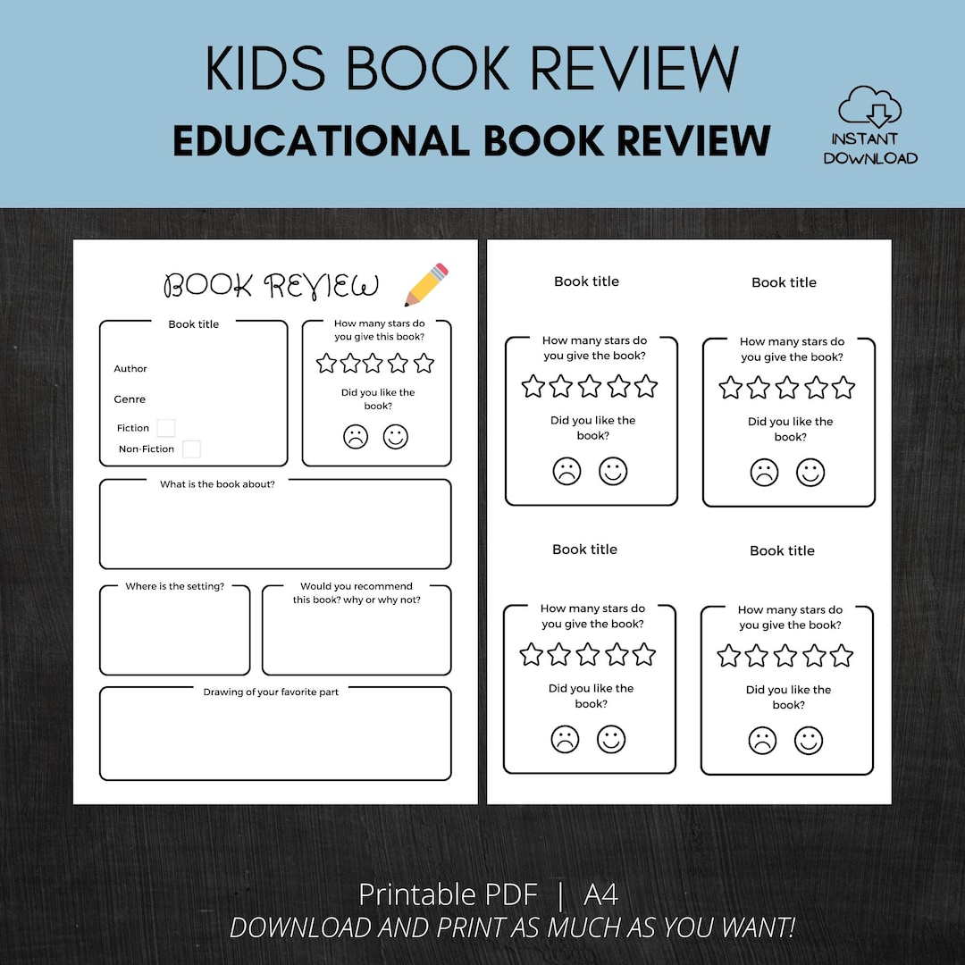 Educational Kids Book Review | Book Review Template | Kids Activity ...