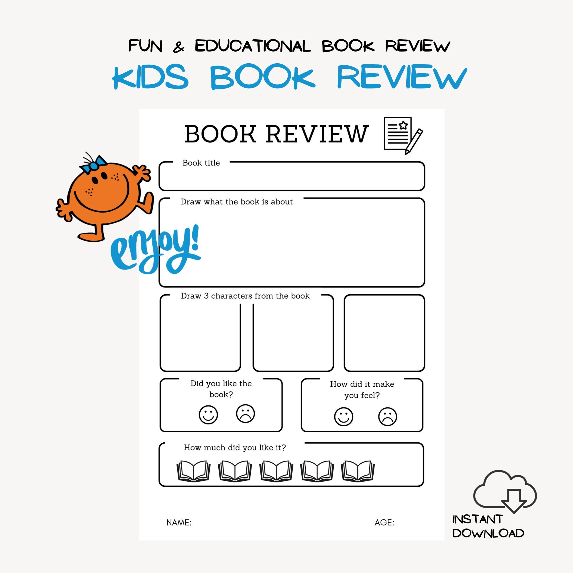 Educational Kids Book Review Book Review Template Kids Activity Sheet ...