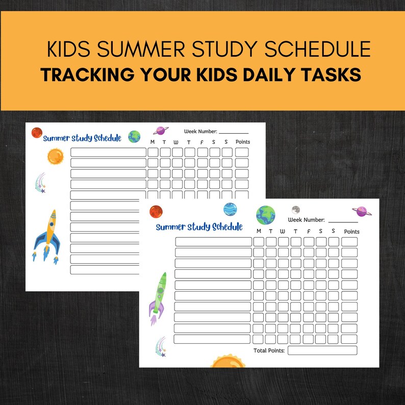 Kids Summer Study Schedule | Daily Task Tracker (instant Download) - Etsy