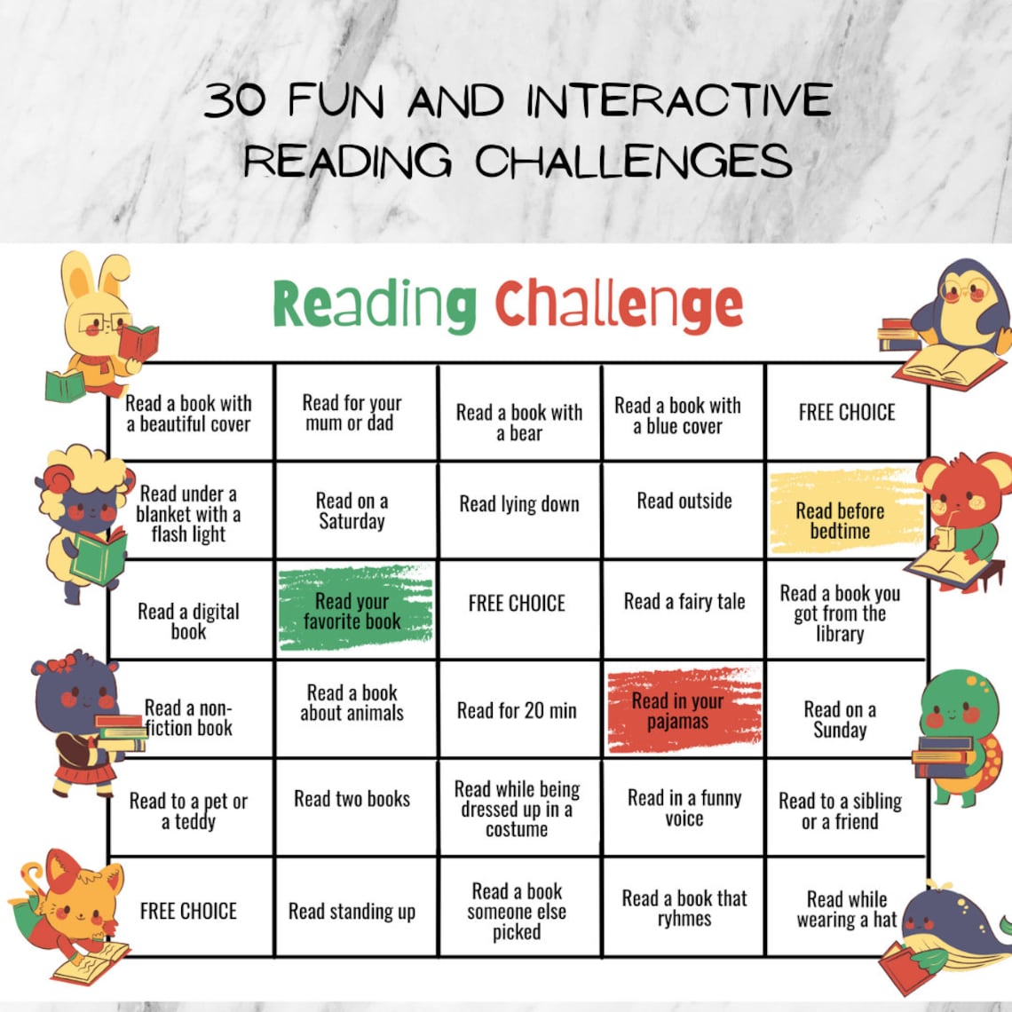 Kids Reading Challenge Printable Kids Reading Chart Daily Reading Home ...