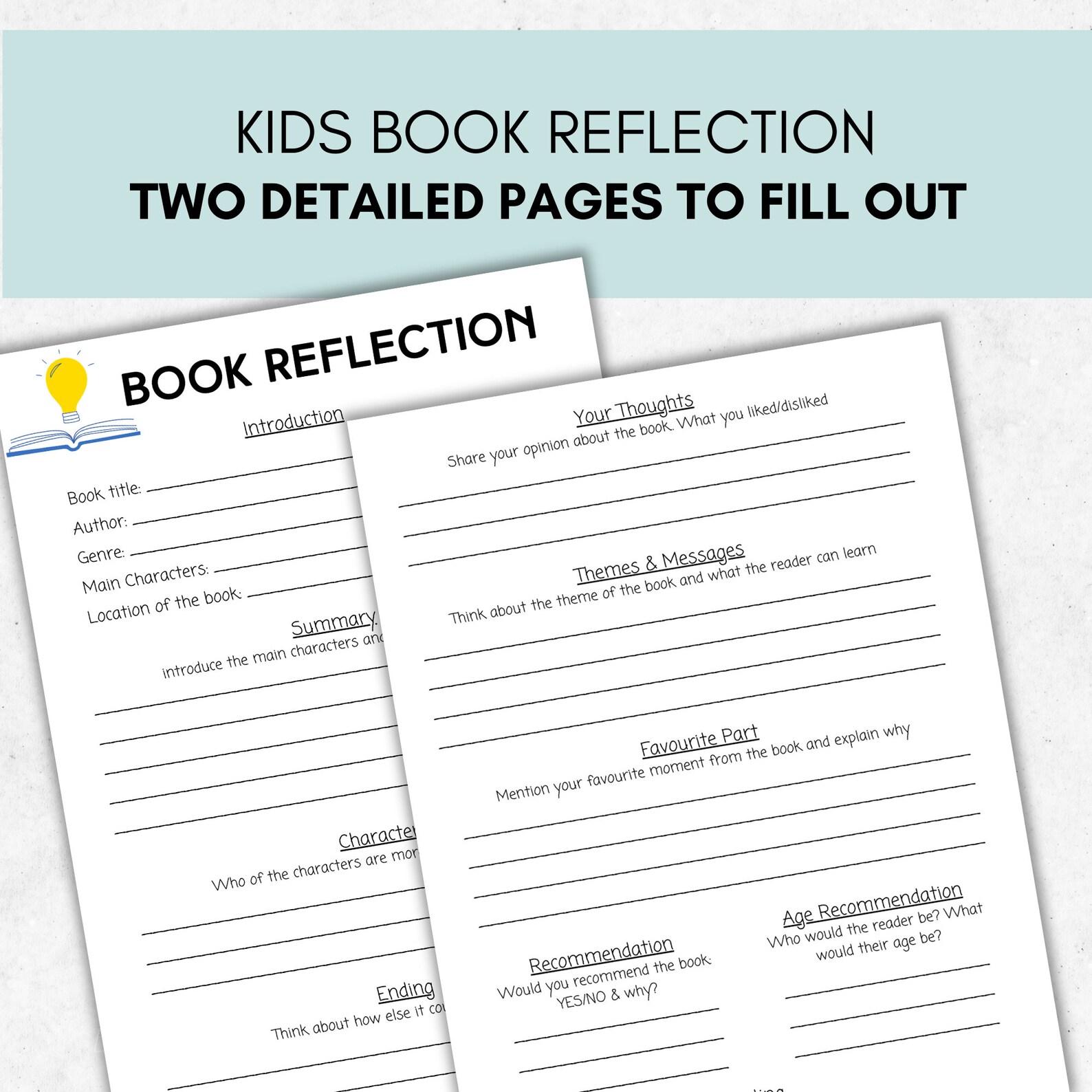 Educational Kids Book Reflection Book Reflection Template Kids Book ...