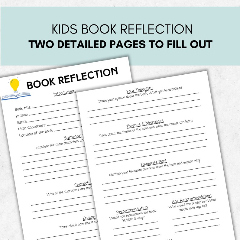 Educational Kids Book Reflection Book Reflection Template Kids Book ...