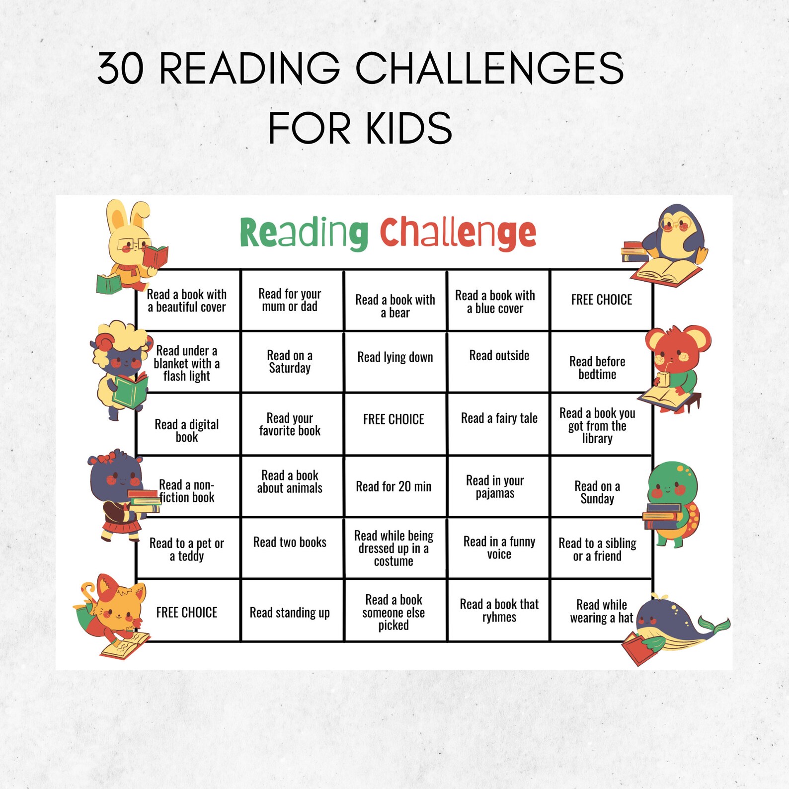 Kids’ Reading Challenge | Printable Kids Reading Chart | Daily Reading ...