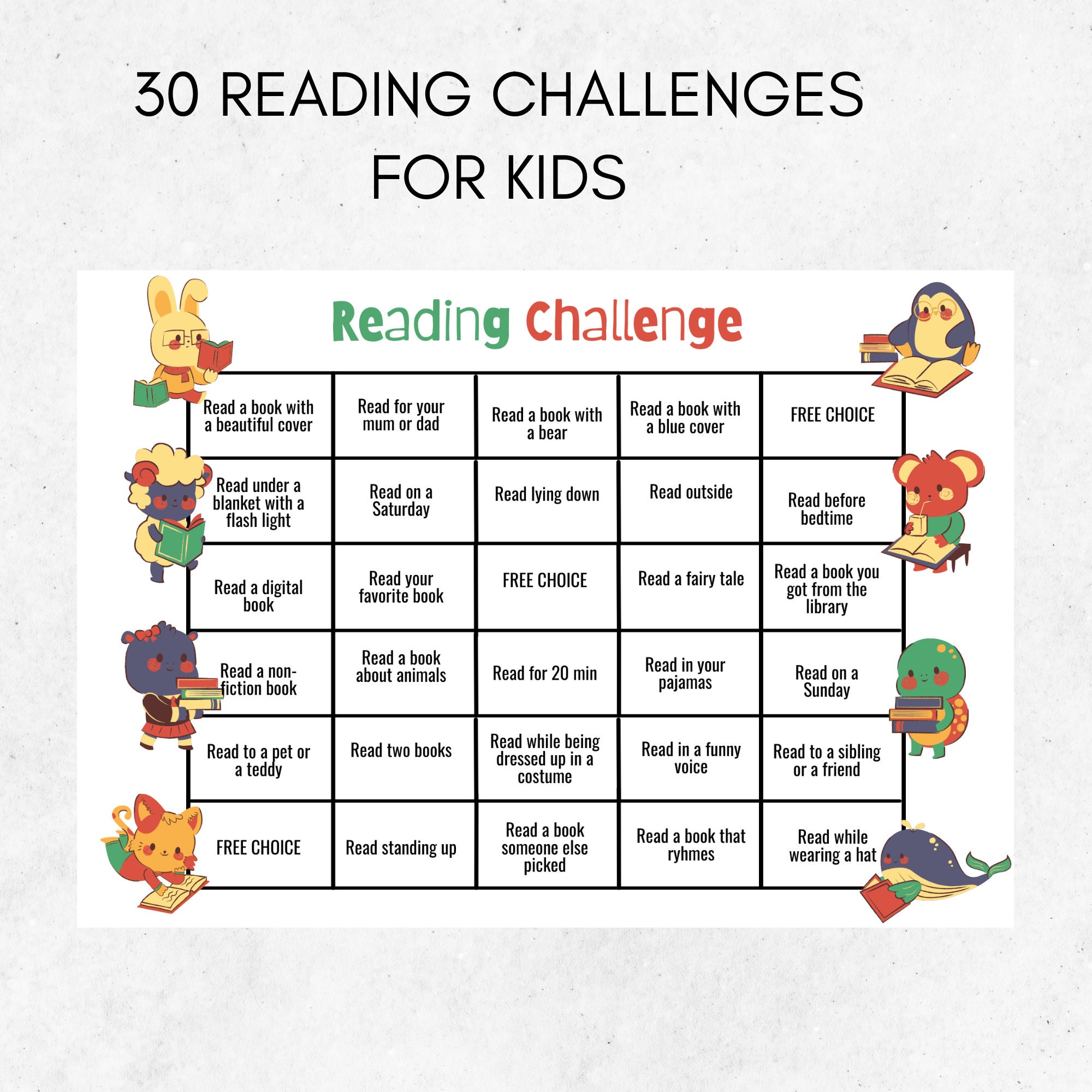 Kids’ Reading Challenge | Printable Kids Reading Chart | Daily Reading ...