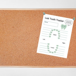 Kids Lost Tooth Tracker in Green Children's Lost Tooth Chart Lost Tooth ...
