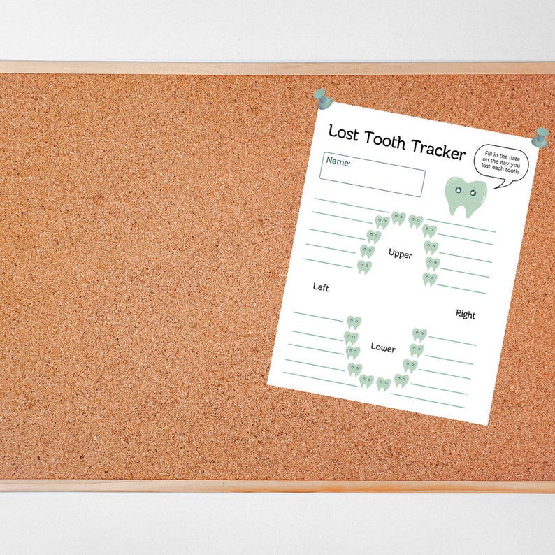 Kids Lost Tooth Tracker in Green Children's Lost Tooth Chart Lost Tooth ...