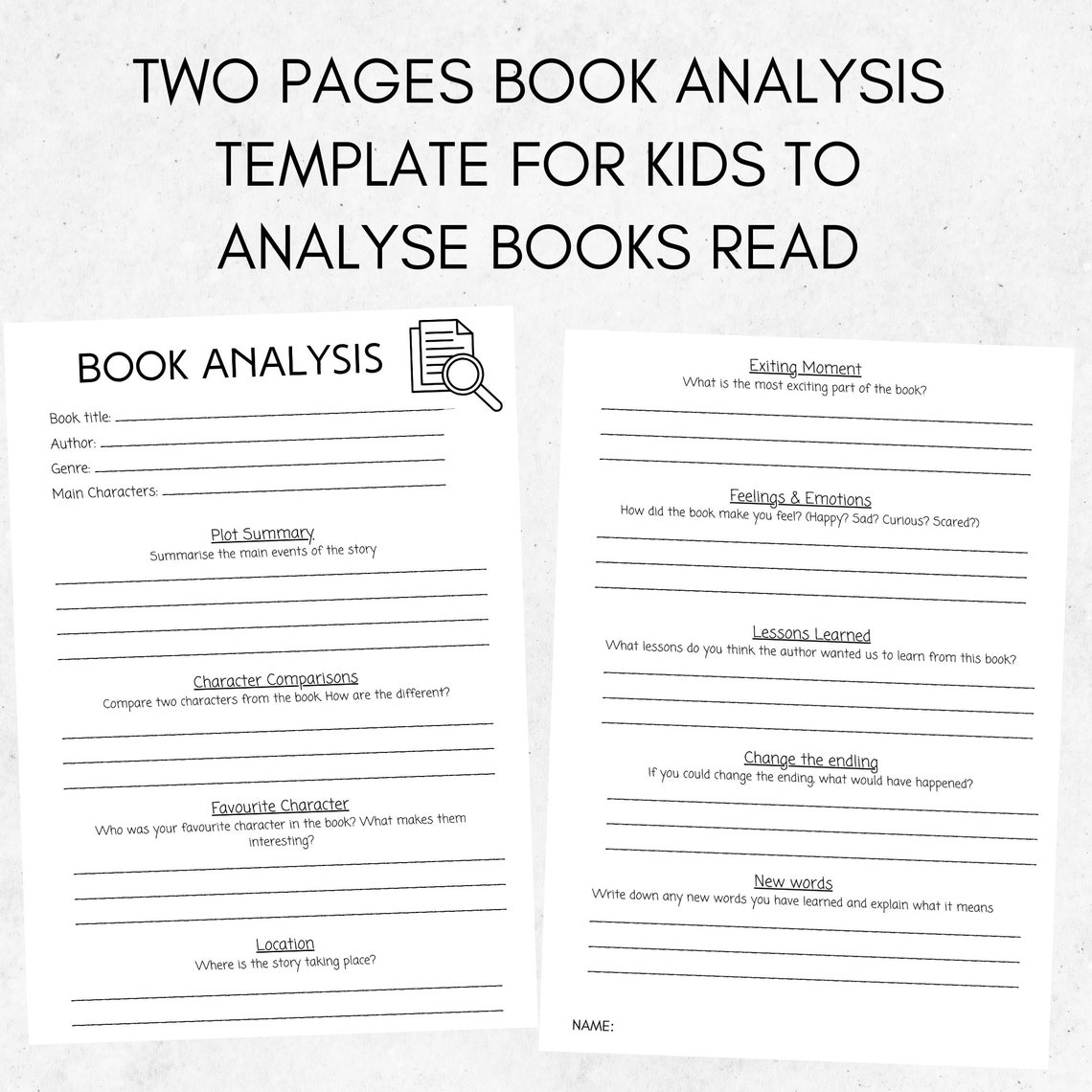 Educational Kids Book Analysis | Book Analysis Template | Kids Book ...