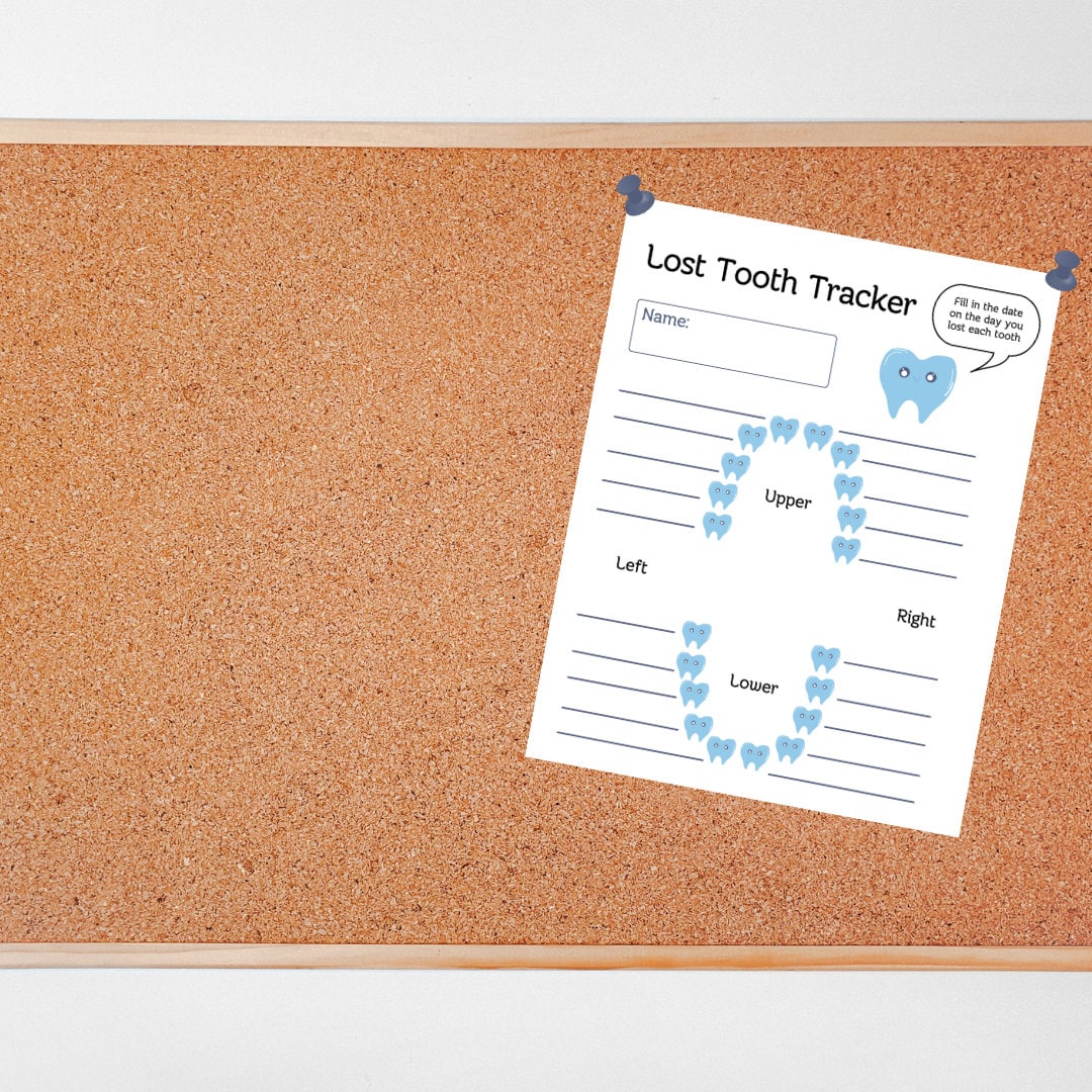 Kids Lost Tooth Tracker in Blue Children's Lost Tooth Chart Lost Tooth ...