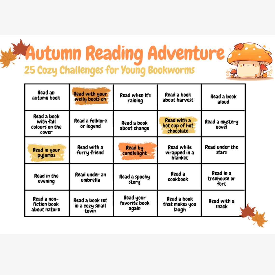 Kids Autumn Reading Adventure Printable Kids Reading Chart Daily ...