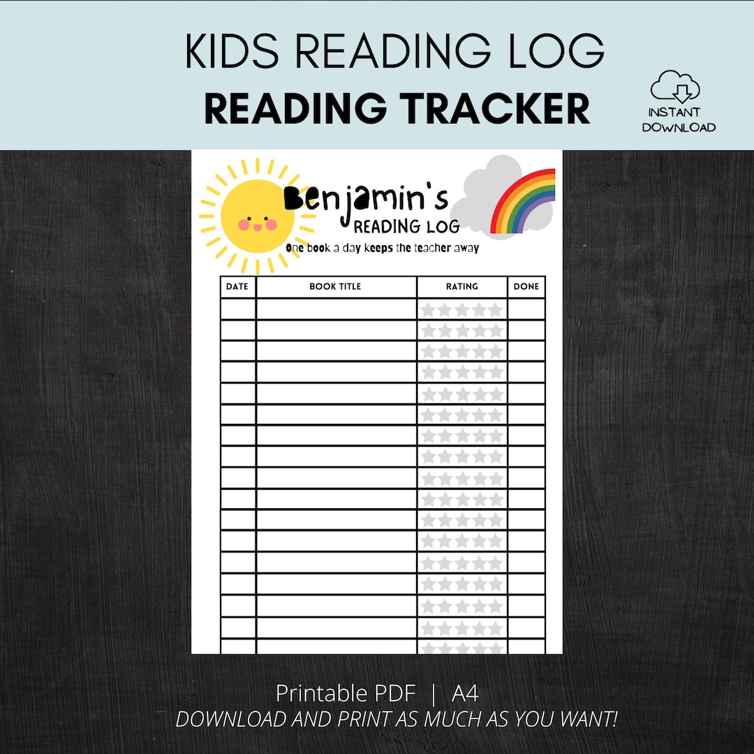 Registro de lectura para niños / Tabla de lectura personalizada para ...