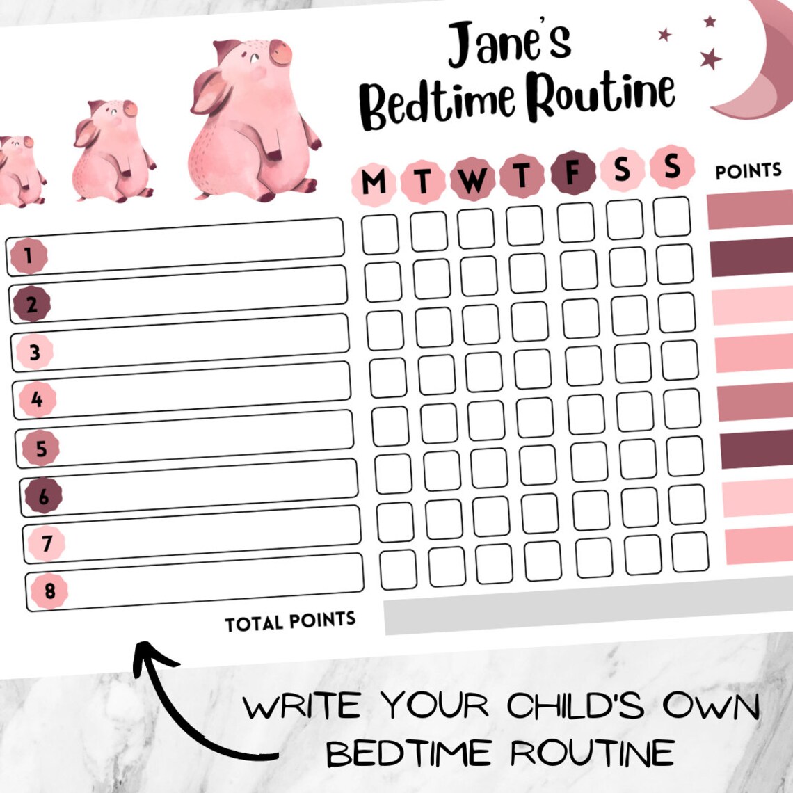 Kids Bedtime Routine Chart Customizable Bedtime Schedule Kids Bedtime ...