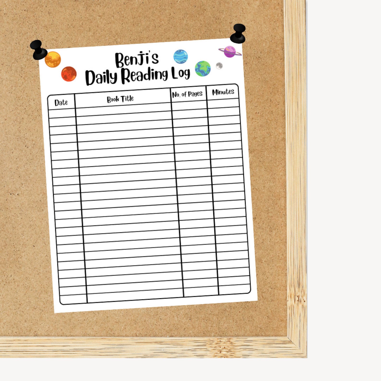 Kids Reading Log Personalized Kids Reading Chart Daily - Etsy
