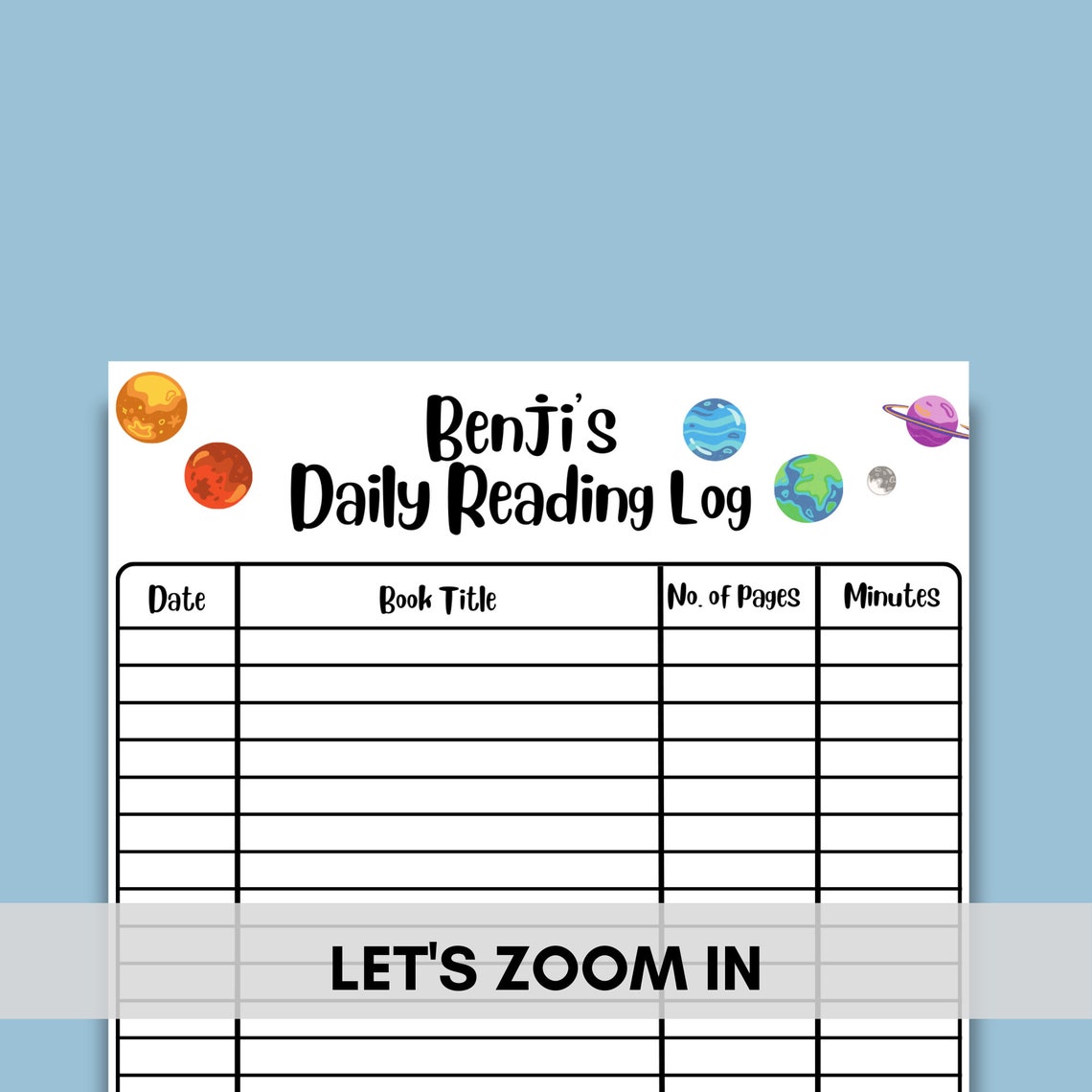 Kids Reading Log | Personalized Kids Reading Chart | Daily Reading ...