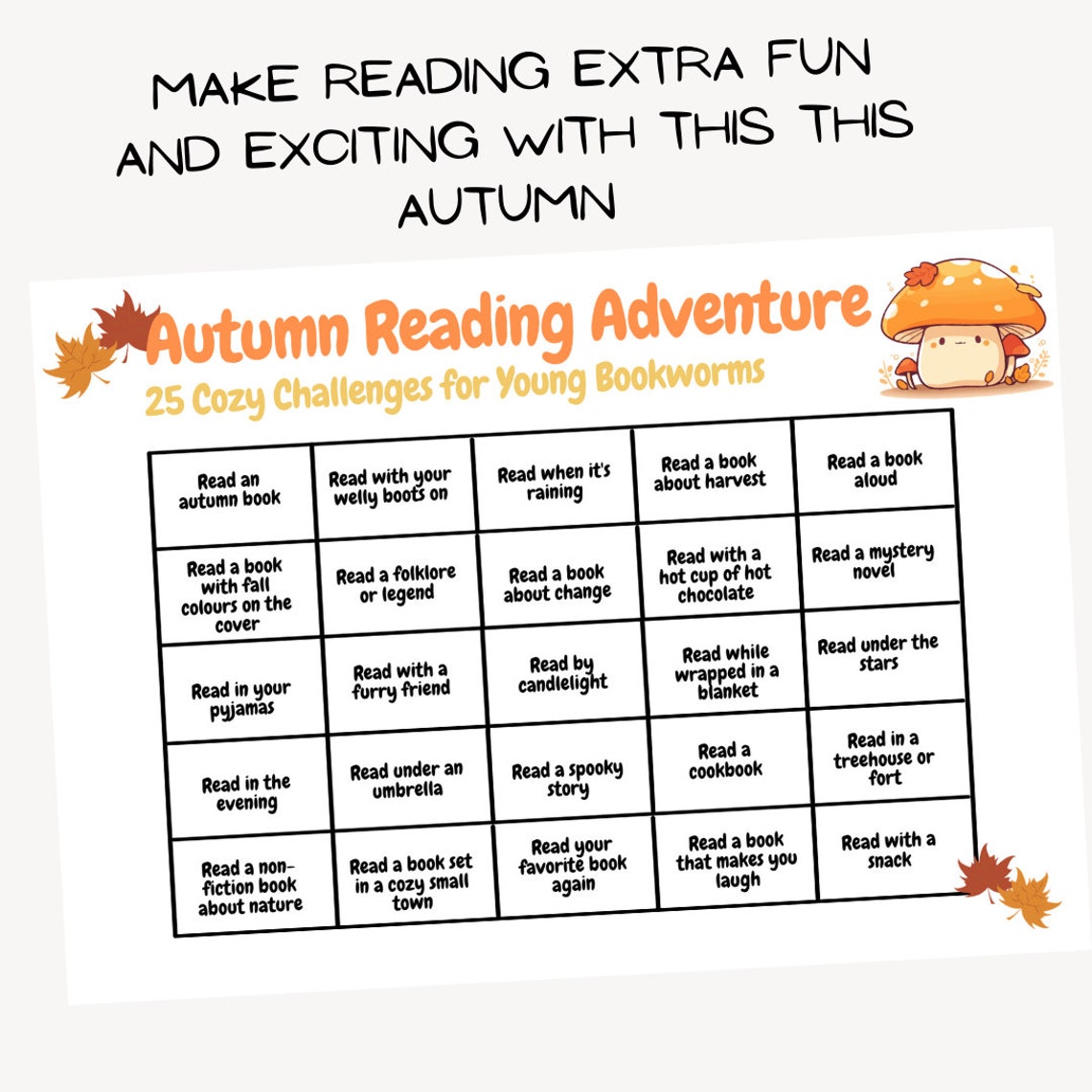 Kids Autumn Reading Adventure Printable Kids Reading Chart Daily ...