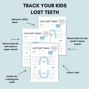 Kids Lost Tooth Tracker in Blue Children's Lost Tooth Chart Lost Tooth ...