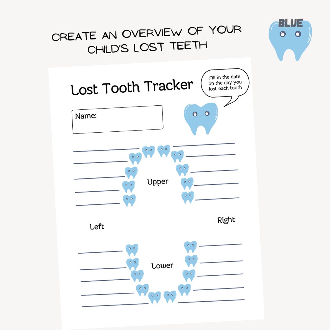 Kids Lost Tooth Tracker Children's Lost Tooth Chart - Etsy