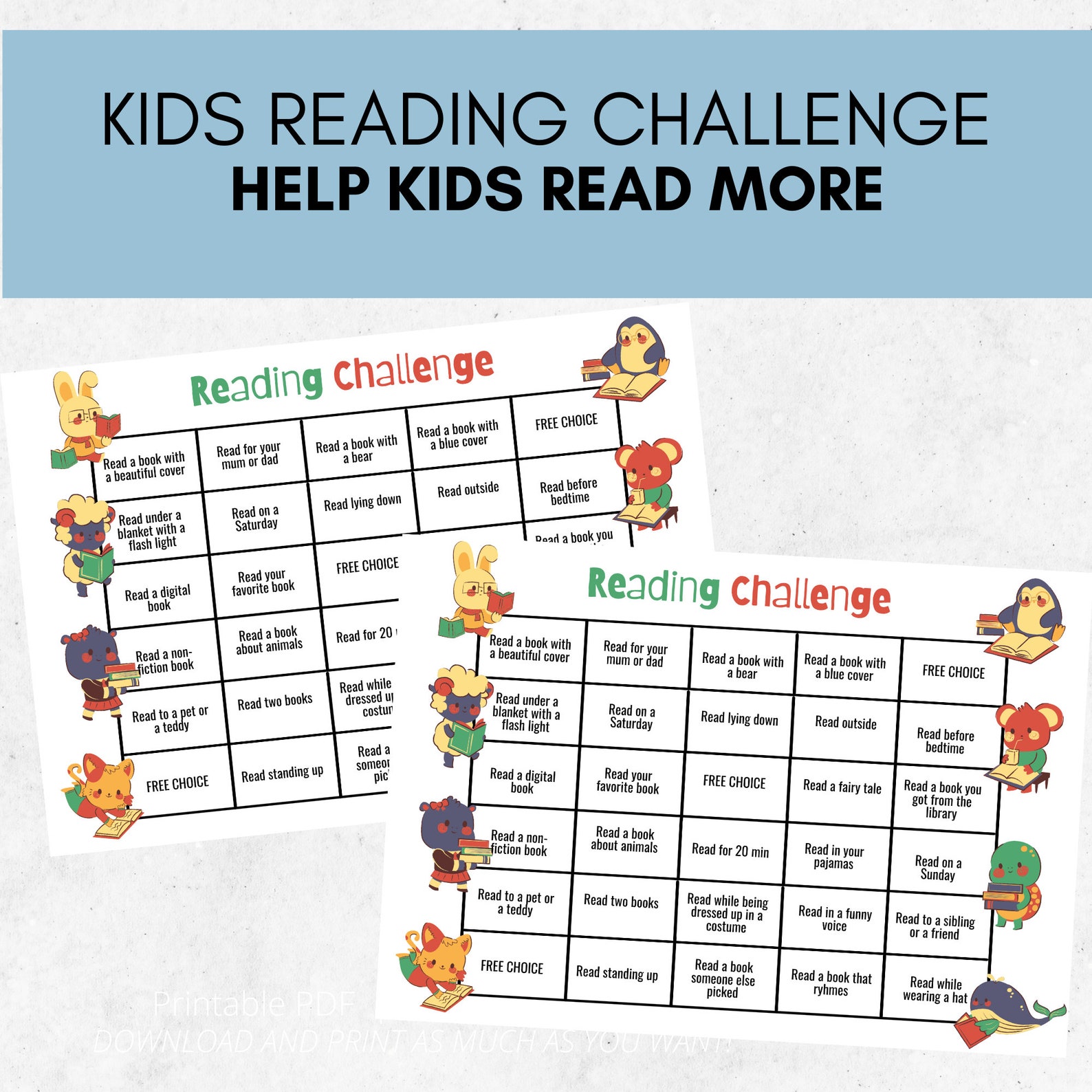 Kids’ Reading Challenge | Printable Kids Reading Chart | Daily Reading ...