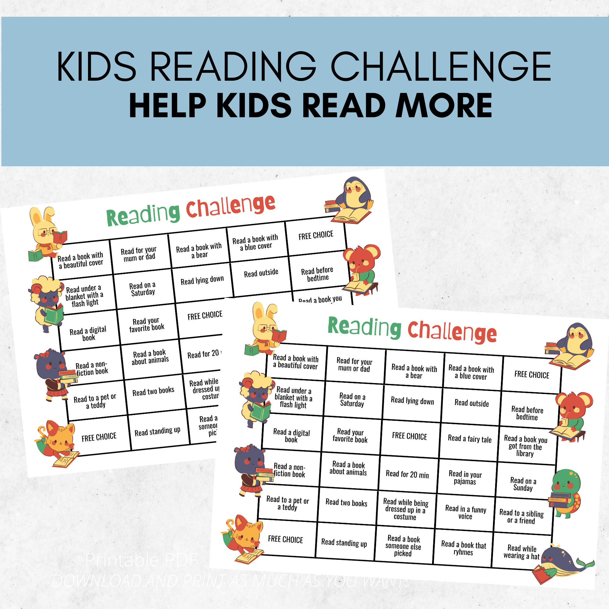 Kids’ Reading Challenge | Printable Kids Reading Chart | Daily Reading ...