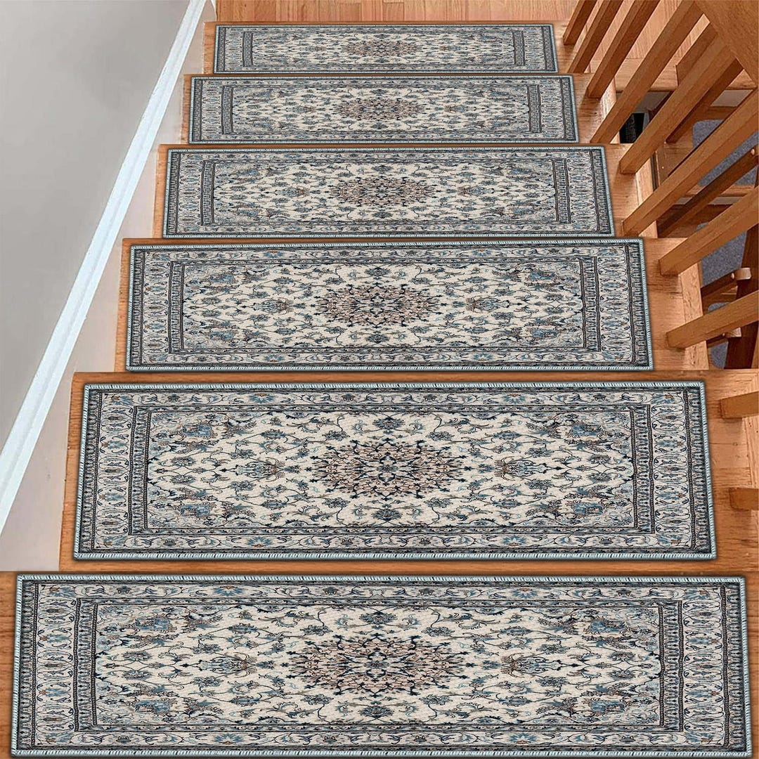 Gray Stair Tread Rug | Washable Custom Size Stair Runner | Non Slip ...