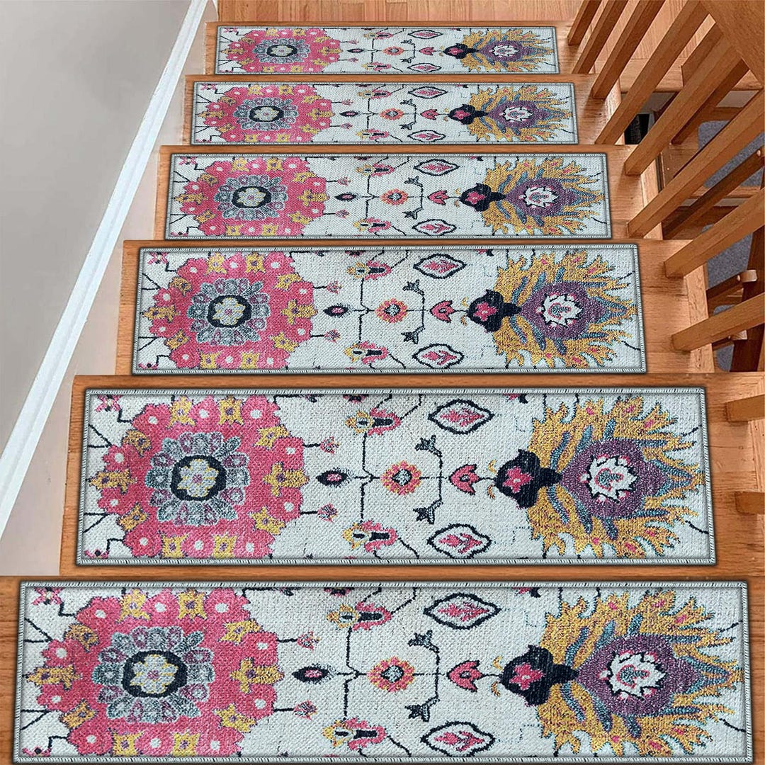 Custom Size Indian Traditional Stair Runner - Geometric Stair Runner ...