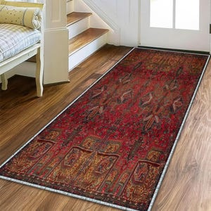 Custom Size Oriental Stair Rug - Red Stair Runner Rug - Geometric Stair ...