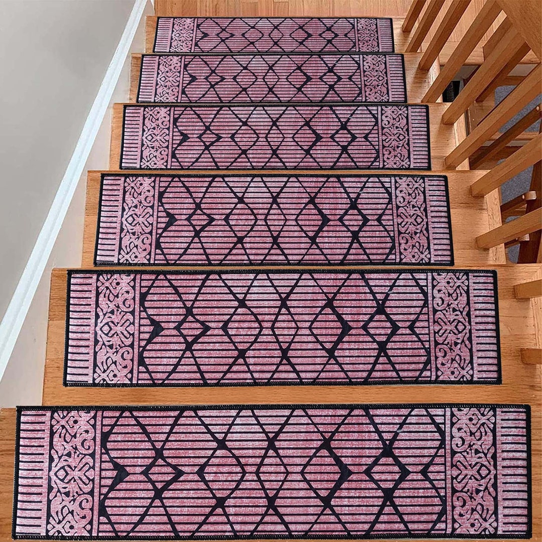 Scandinavian Stair Rug, Stair Treads Rug, Non-slip Backing Rug, Machine ...