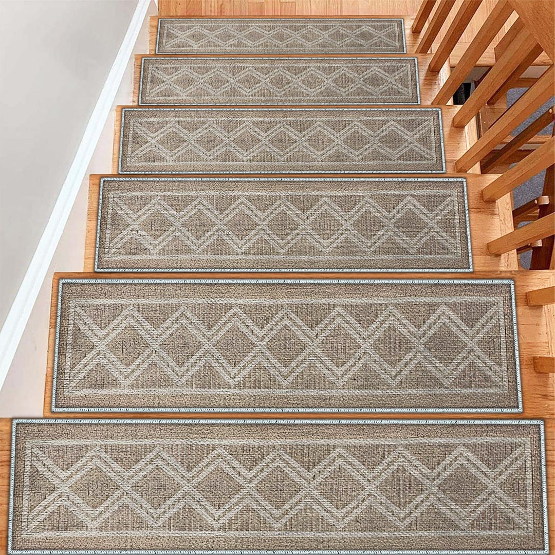Scandinavian Stair Rug, Bordered Stair Tread, Hand Made Stair Rug ...