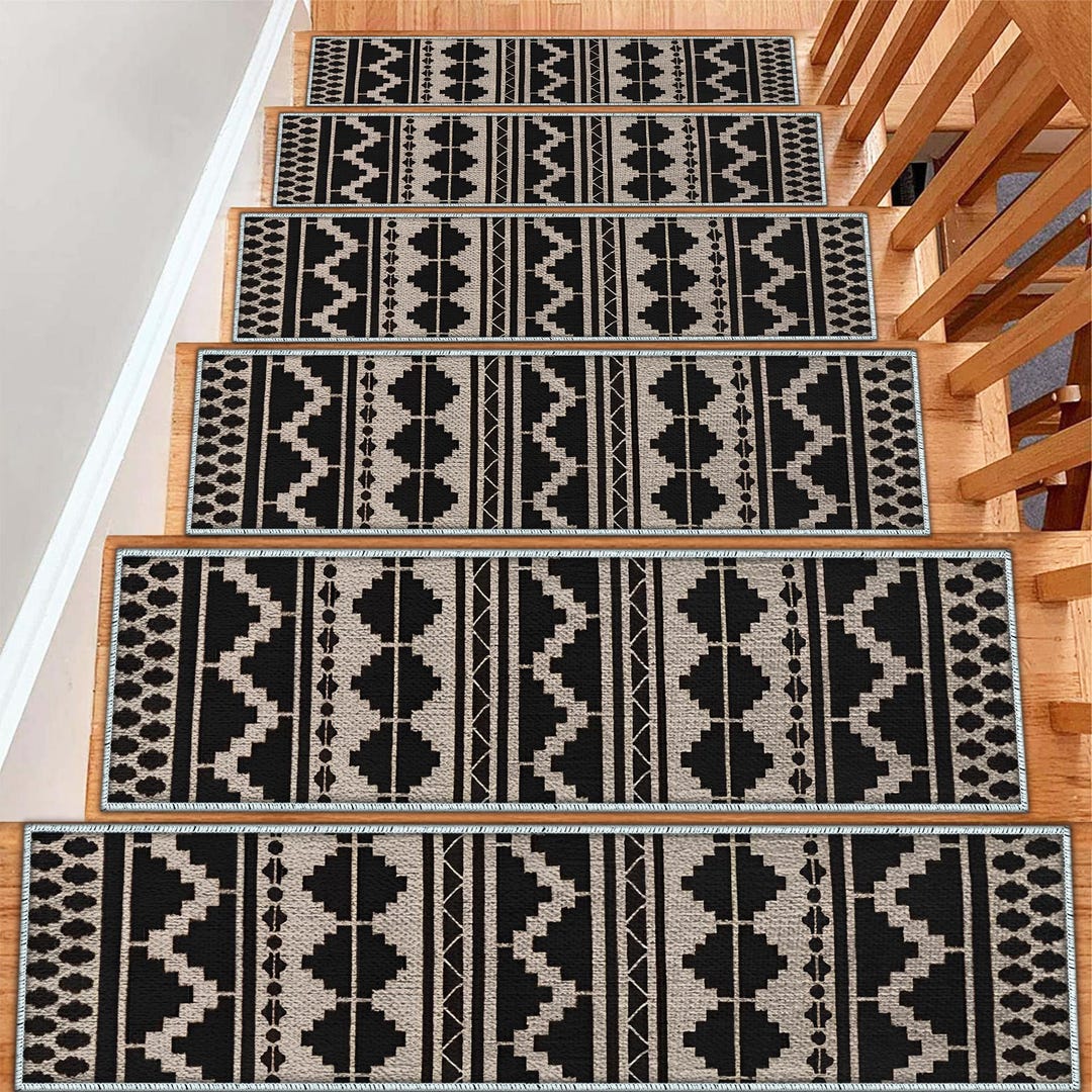 Moroccan Custom Size Stair Treads - Non Slip Stair Mat - Geometric ...