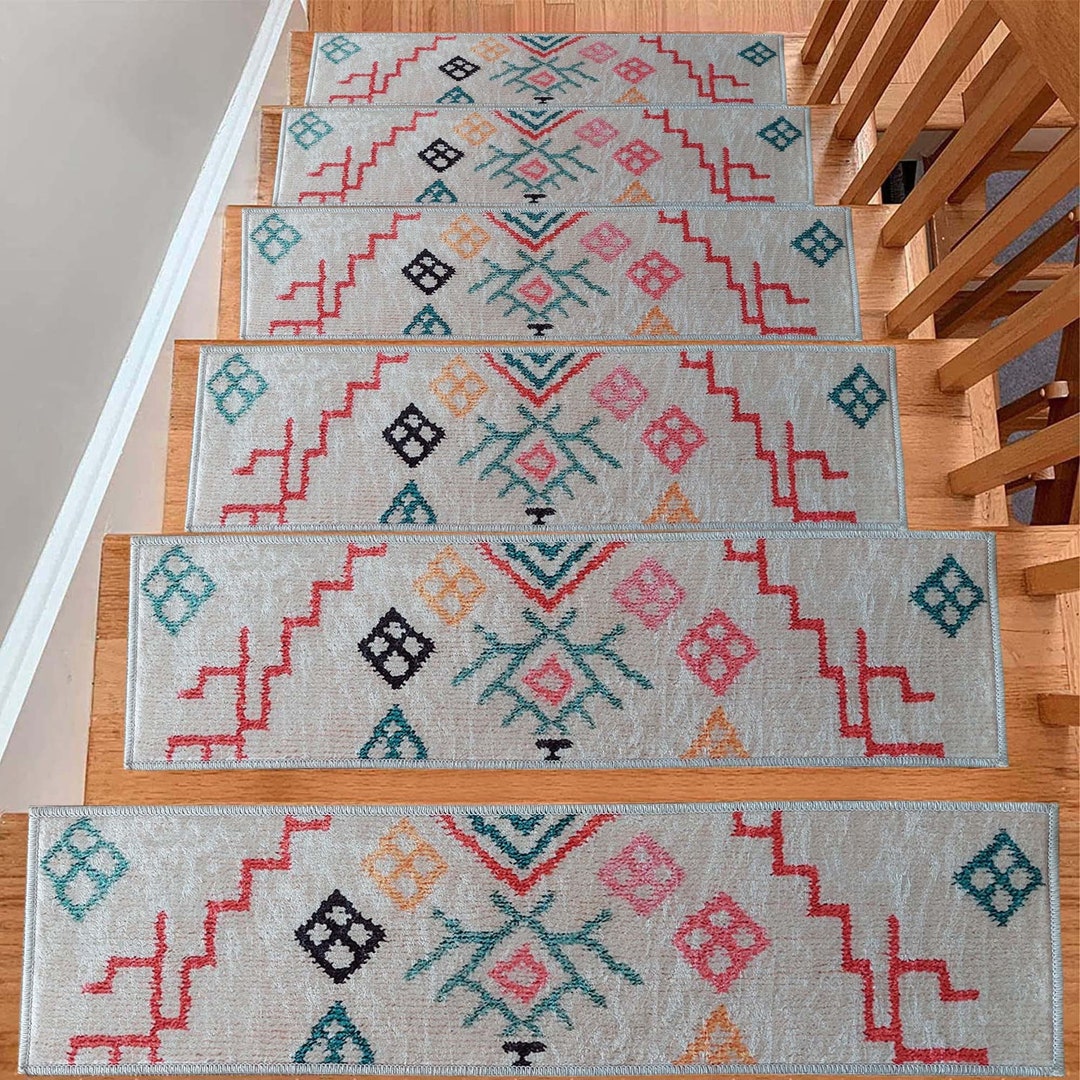 Traditional Custom Size Stair Carpet - Geometric Stair Runner Rug ...
