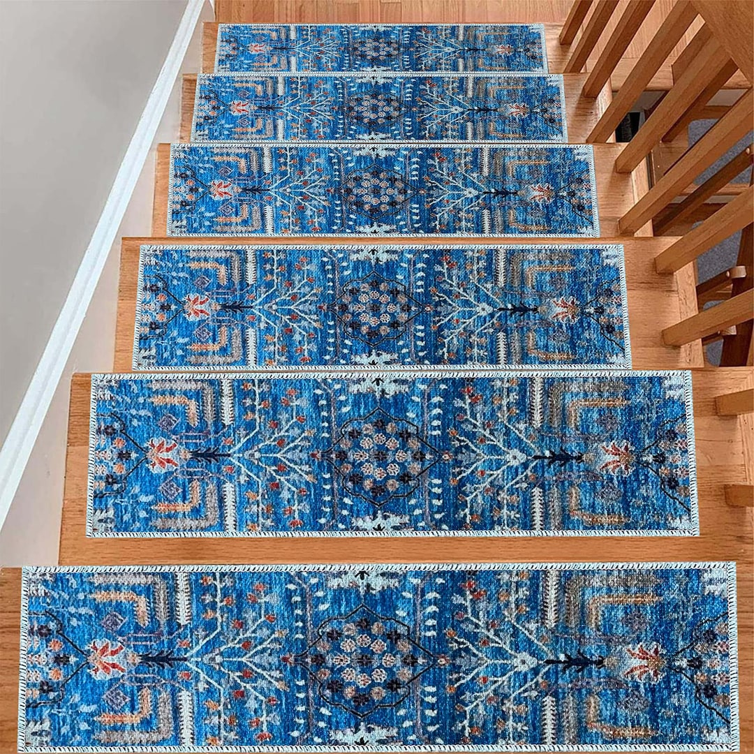Custom Size Blue Nirvana Carpet - Stair Runner Washable Runner Rug ...