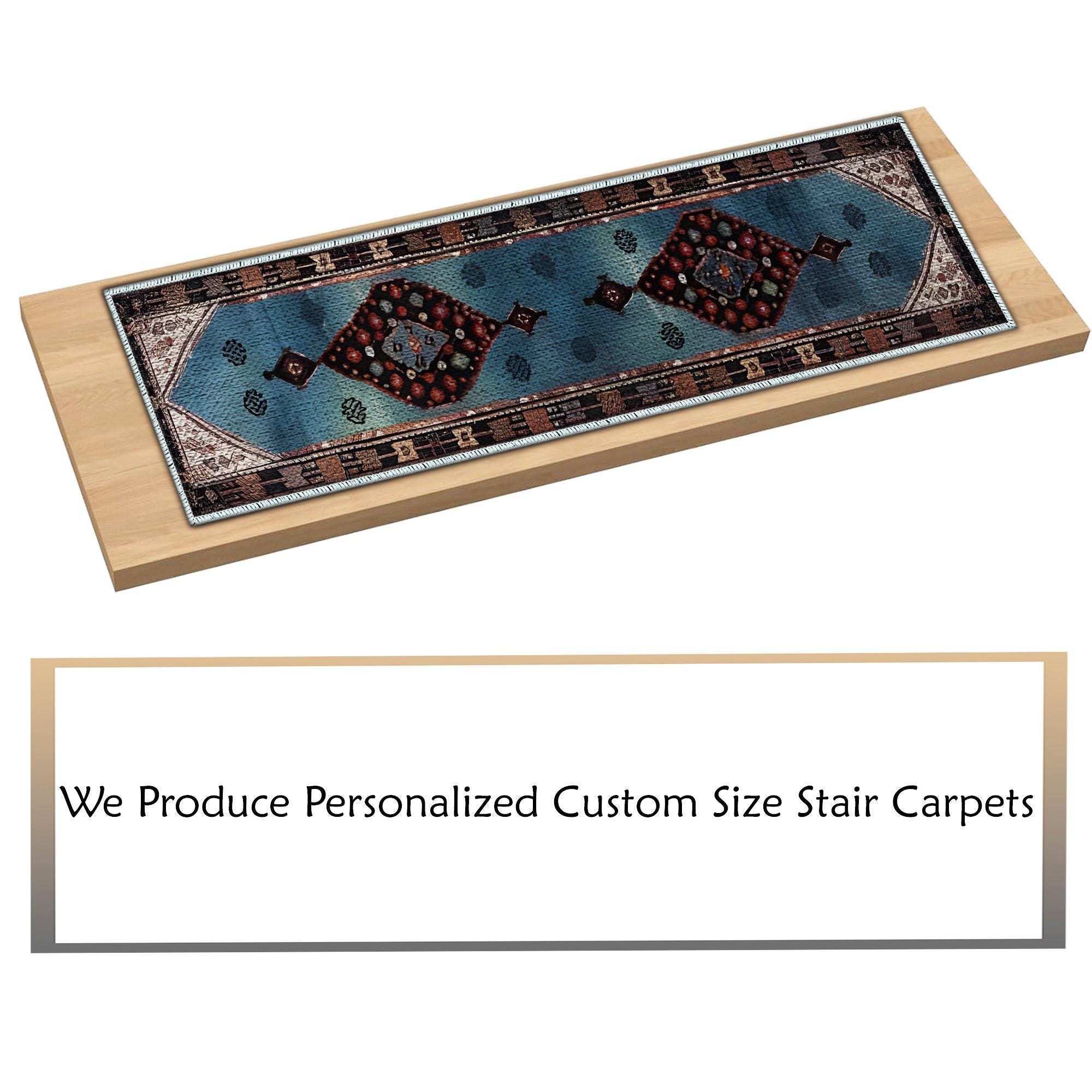 Custom Size Diamond Stair Runner Rug - Traditional Geometric Stair ...