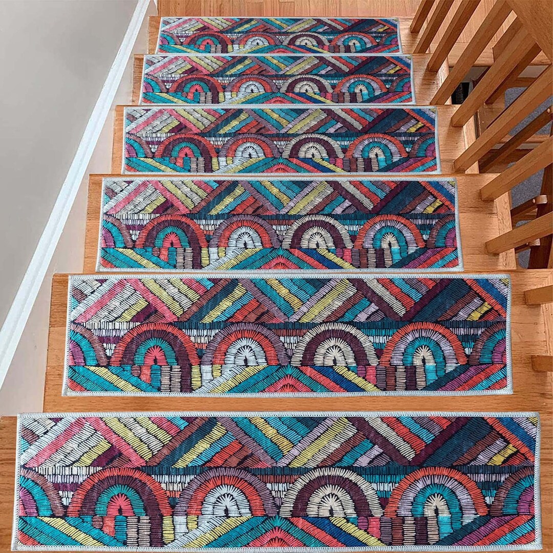 Rainbow Stair Rug, Stair Treads Rug, Non-slip Backing Rug, Machine ...