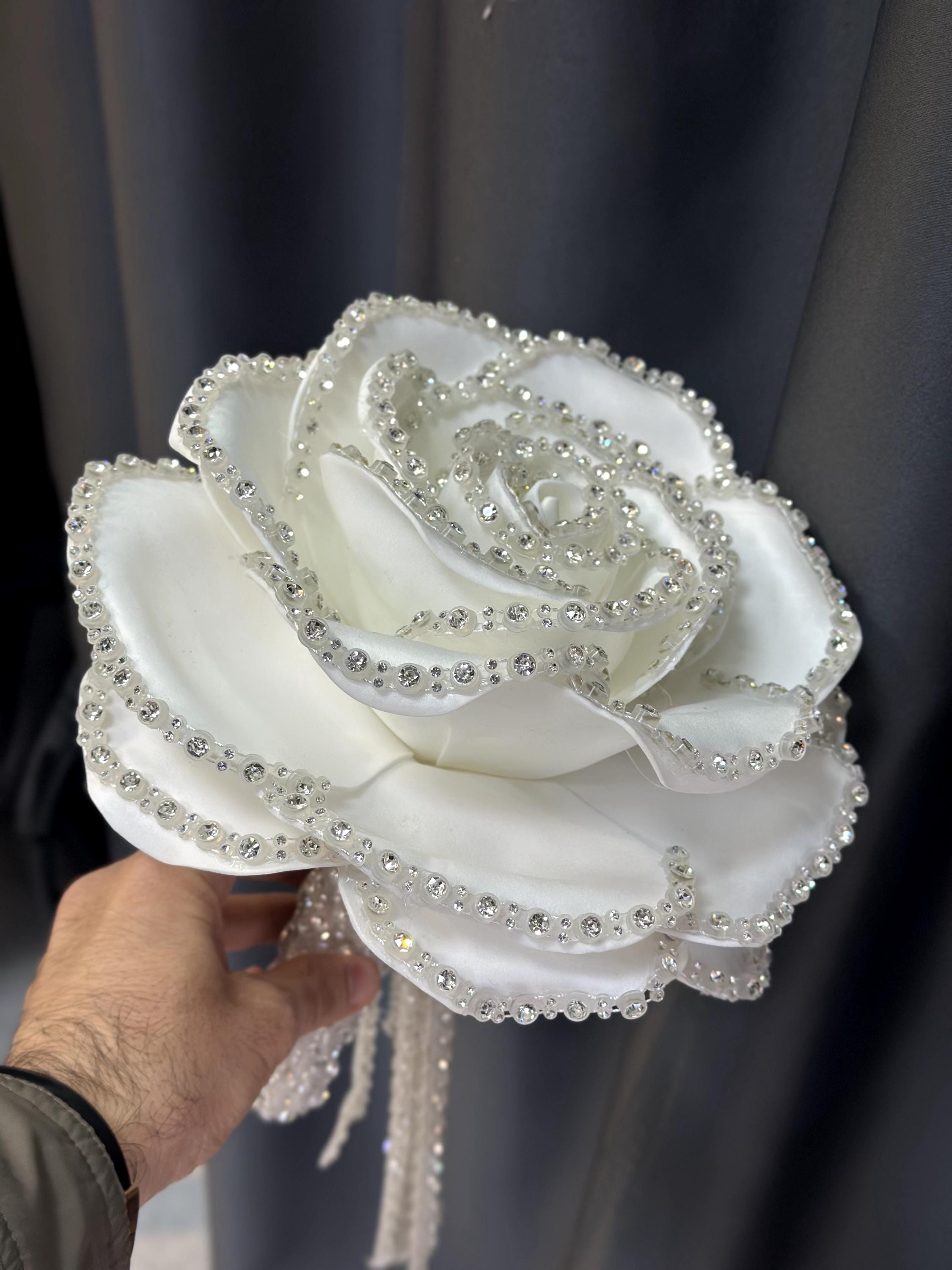 White Rose Bridal Cloth– Elegant Wedding Flower for Bride, Personalized ...