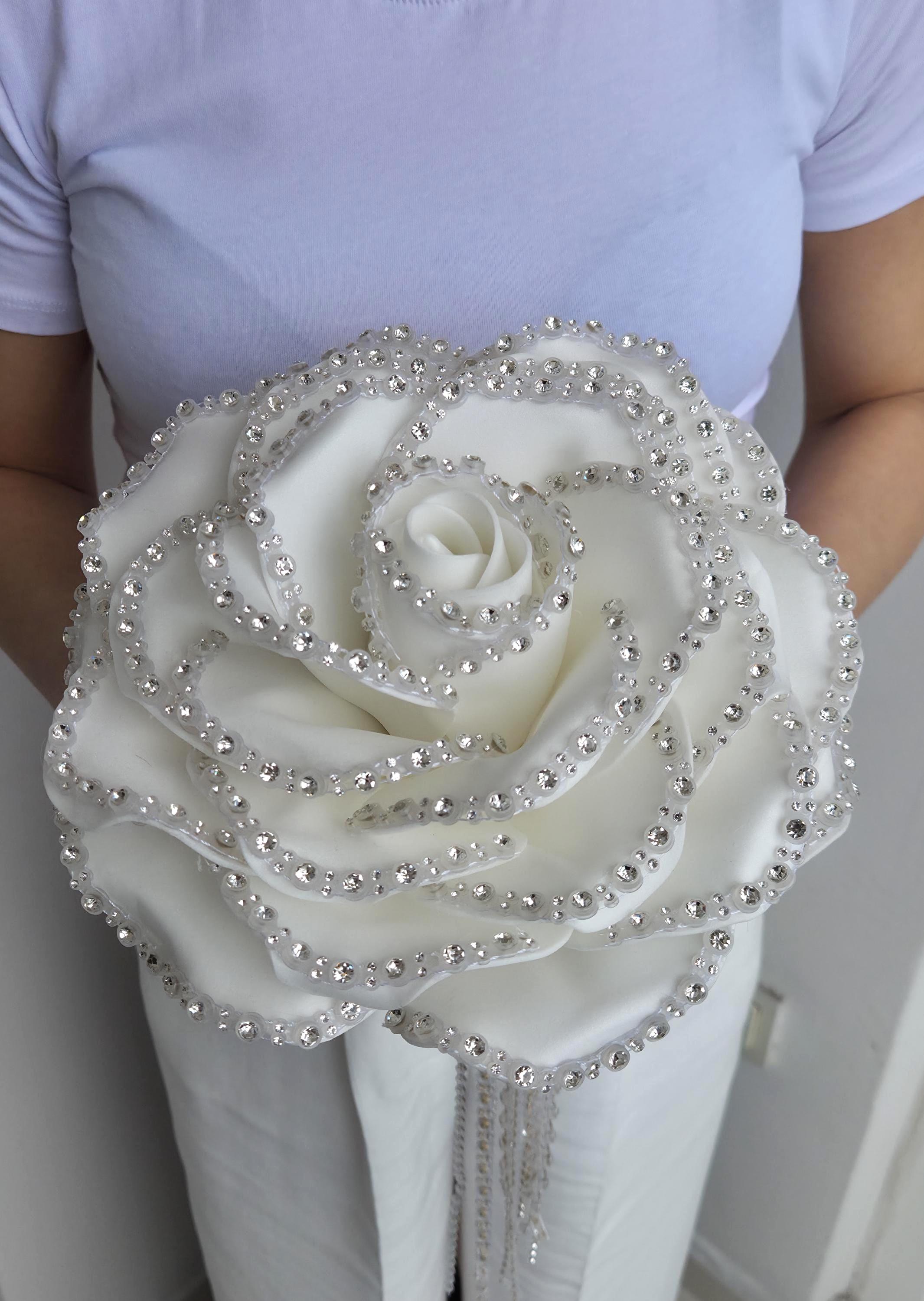White Rose Bridal Cloth– Elegant Wedding Flower for Bride, Personalized ...