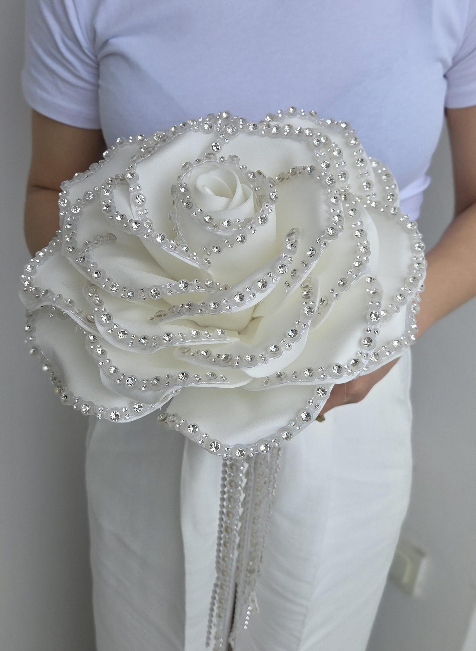 White Rose Bridal Cloth– Elegant Wedding Flower for Bride, Personalized ...
