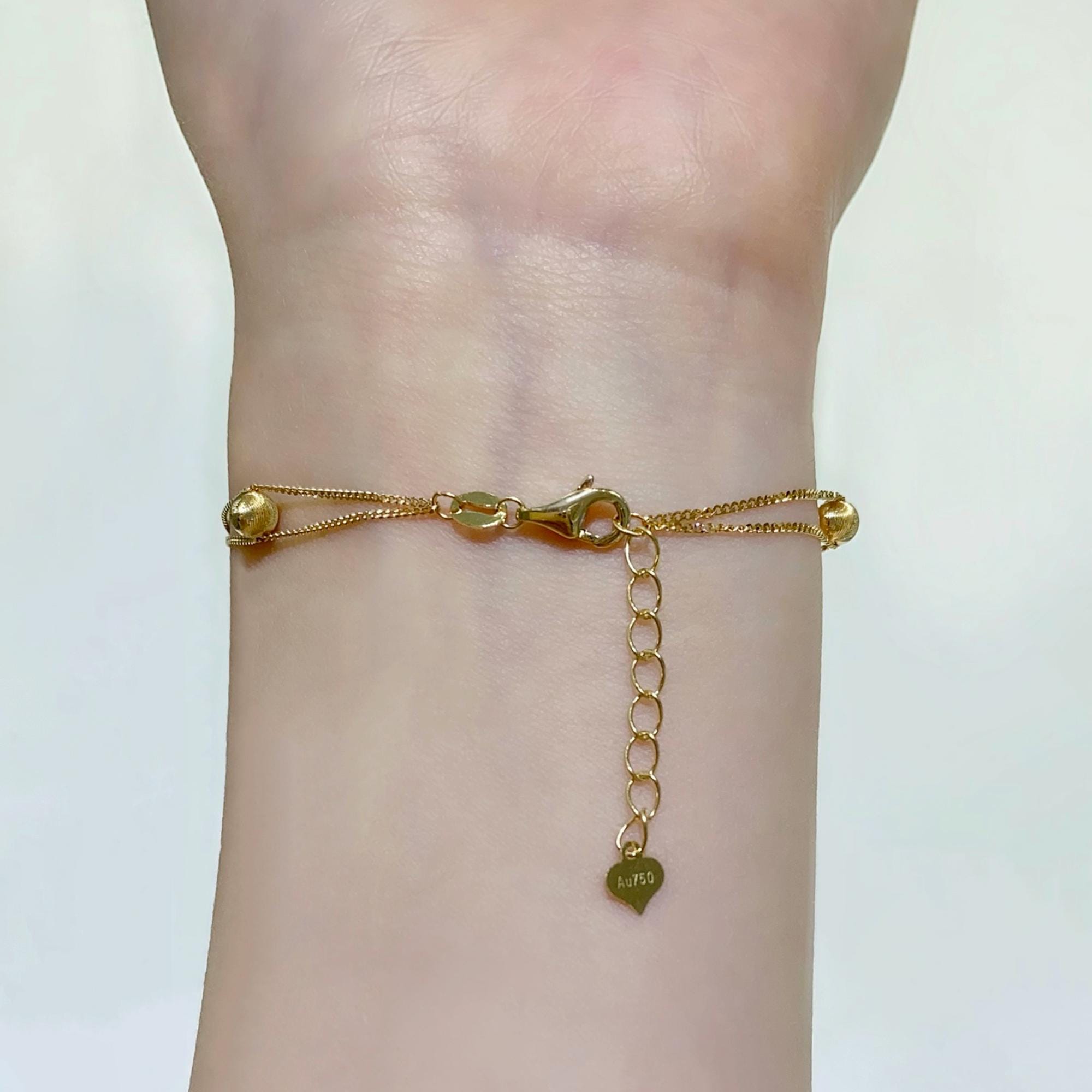 18K Solid Gold Bracelet Ball Double Layers Bracelet 18K Solid Gold Bracelet Ball Double Layers Bracelet