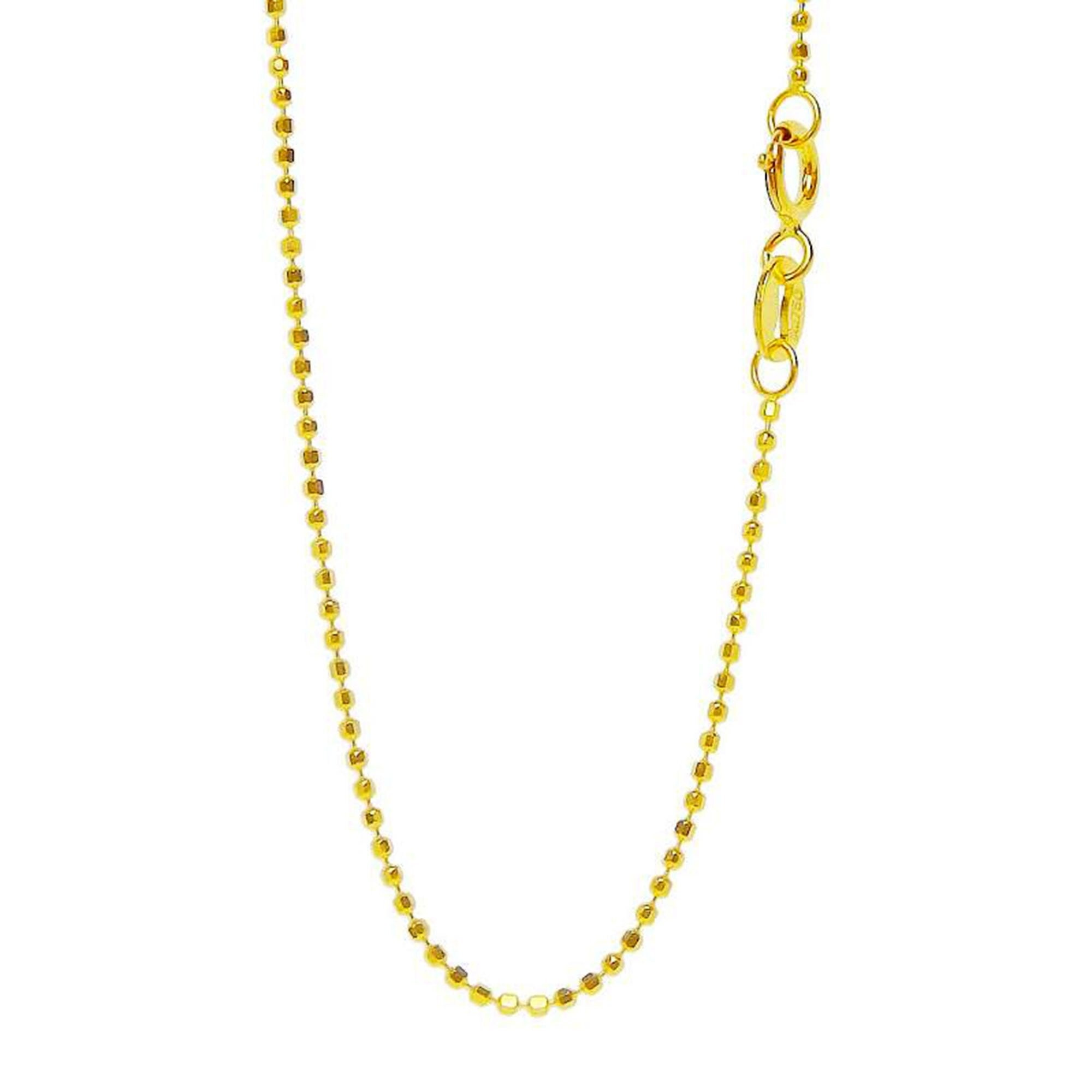 18K Solid Gold Faceted Bead Chain Necklace: Minimalist Sequin Jewellery ...
