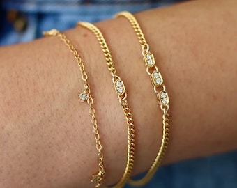 Natural Diamond Bracelet 18K Solid Gold Bracelet Everyday Bracelets Minimalist Jewellery Minimalist Bracelet for Women Bracelet for Girls Etsy