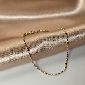 18K Solid Gold Bracelet 18K Solid Gold Anklet Laser Cut Faceted Beads ...