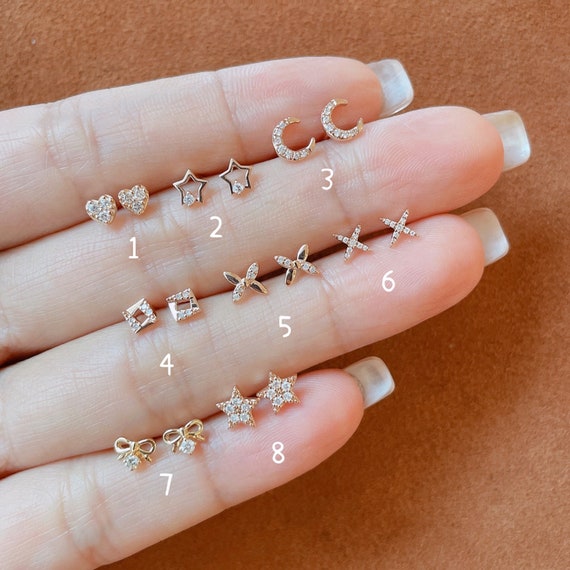 Diamond Earrings 18K Solid Gold Earrings Dainty Diamond Stud Earrings Minimalist Jewellery Diamond Studearrings for Girls Earrings for Her Etsy Finland