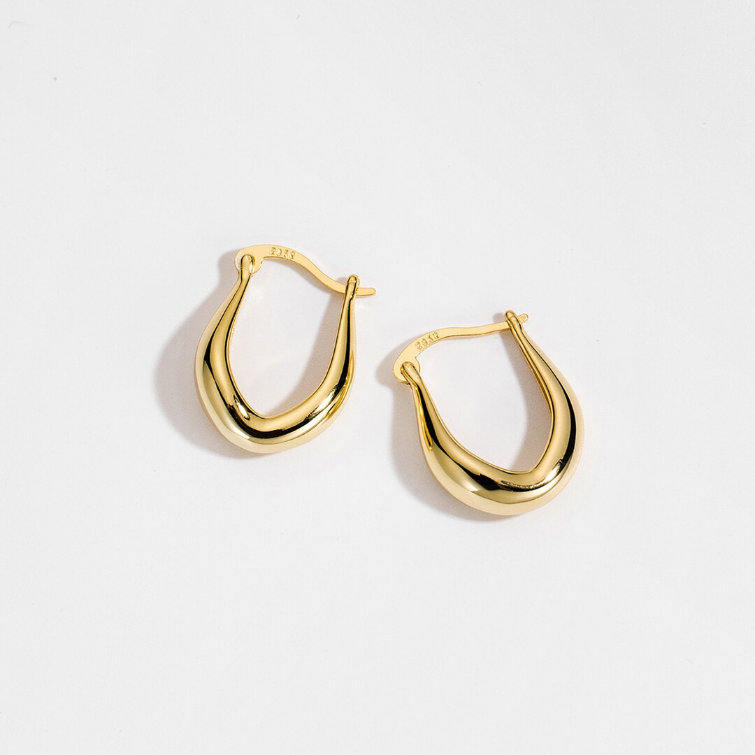 Huggie Earrings Gold Vermeil Hoop Earrings U Shape Gold - Etsy Hong Kong