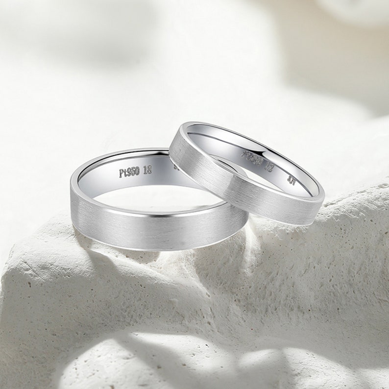 Brushed Platinum Ring Pt950: Minimalist Wedding Band - Etsy