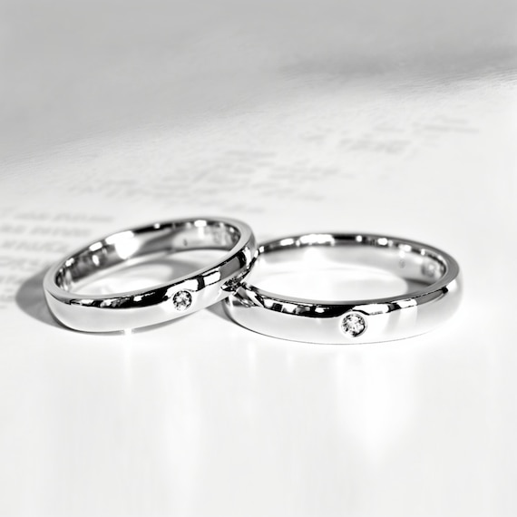 Solid Platinum Ring Pt950 Ring One Diamond Platinum Ring Wedding Jewellery Customised Wedding Band Bespoke Wedding Ring for Couple Etsy