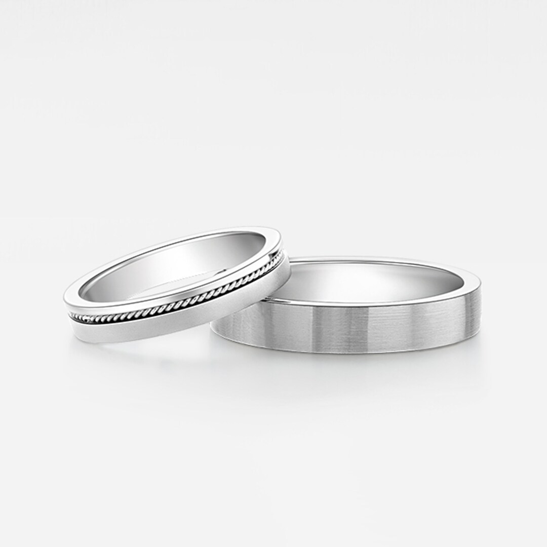 Solid Platinum Ring Plain Pt950 Ring Platinum Bespoke Rings Braided ...