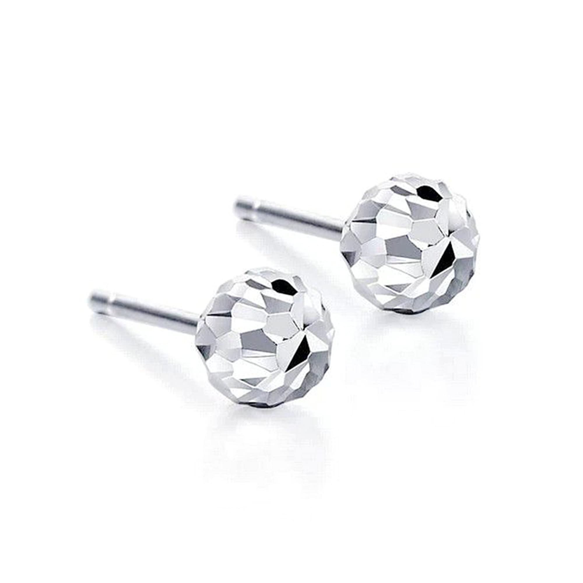 Solid Platinum Sphere Stud Earrings: Pt950 Laser Cut Ball ...