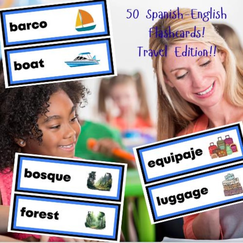Printable Spanish Travel Flashcards – 50 Vocabulary Cards – Beginner ...